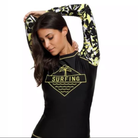 Swim | Womens Long Sleeve Swim Top Uv Protected Swimsuit | Poshmark